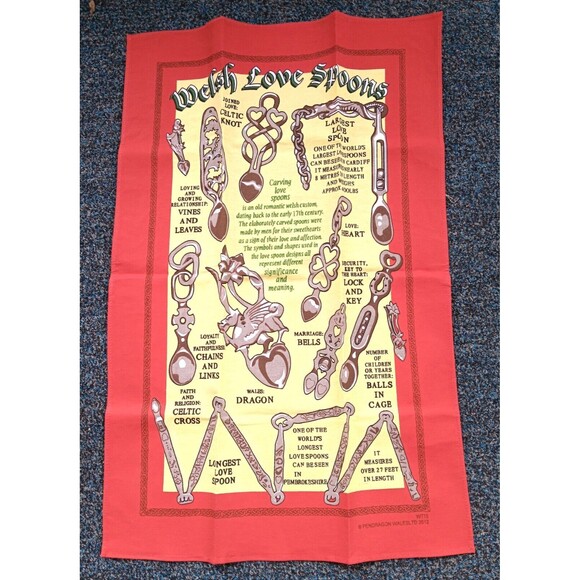 Pendragon Wales LTD | Other | Welsh Love Spoons Tea Towel Messages Of ...